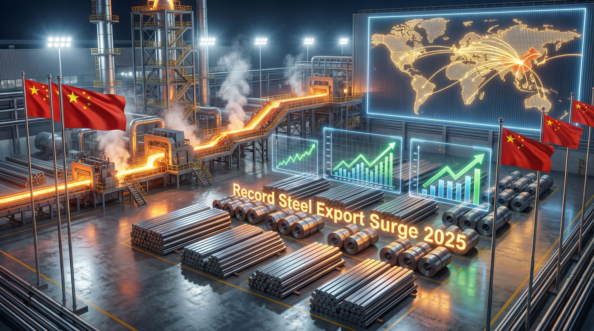 China Steel Exports Surge to Record Highs in 2025
