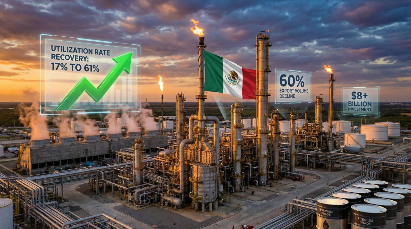 Mexico's Crude Exports Drop 40% as Refining Surges