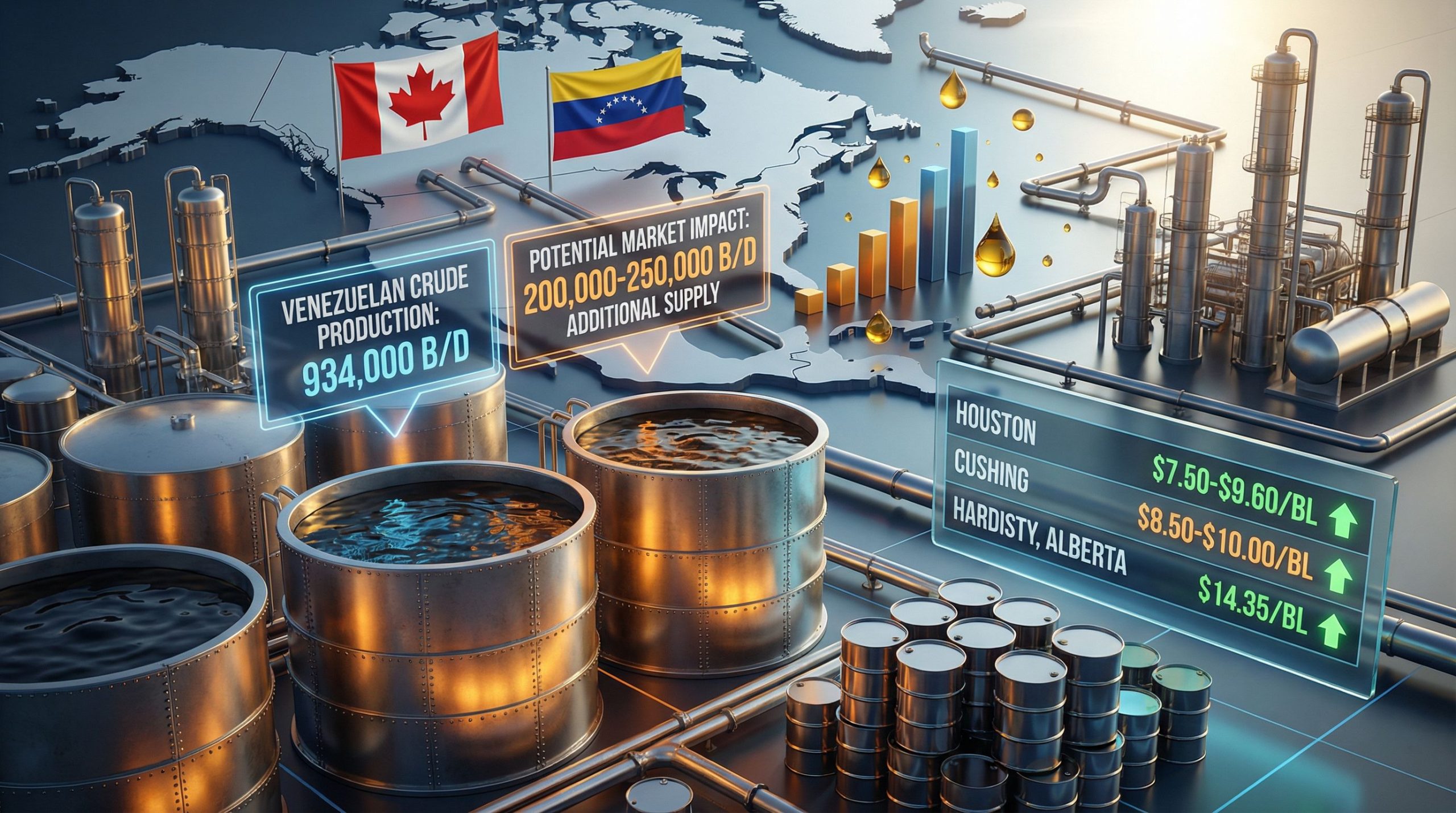 Canadian Crude Drops as Venezuela Plans Oil Sales