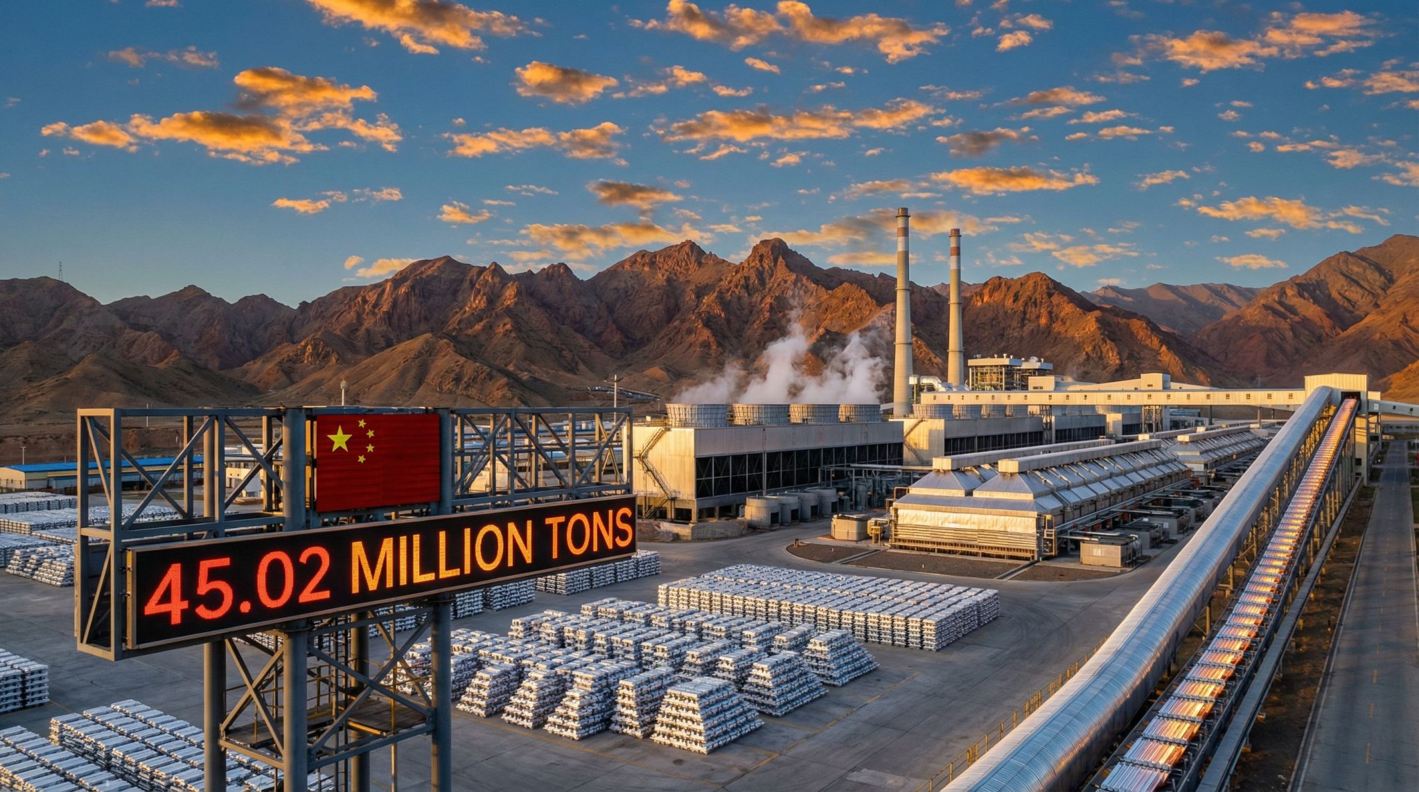 China Aluminum Output Hits Record 45.02M Tons in 2025
