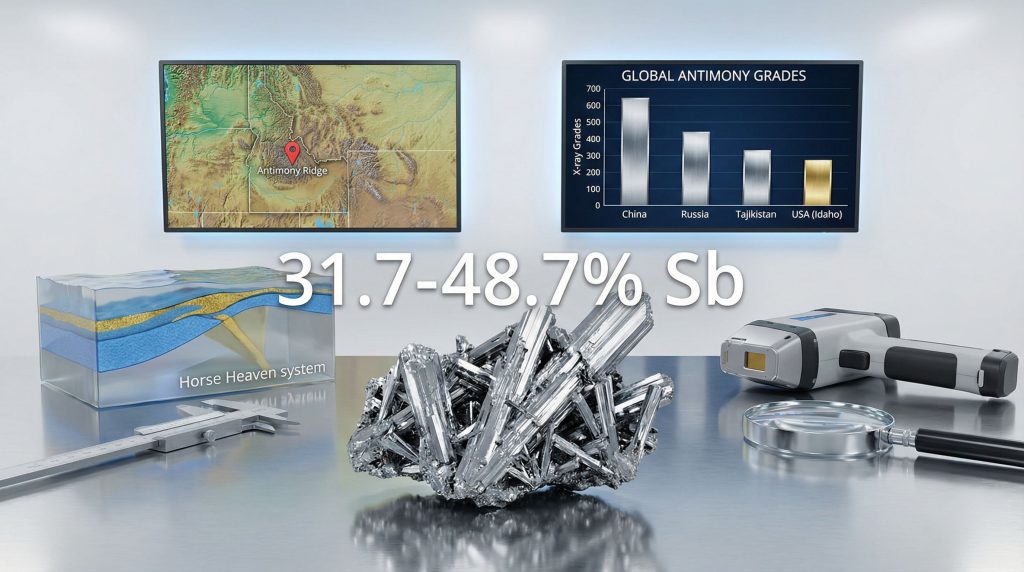 Resolution Minerals Antimony Grades: 31.7-48.7% Sb Results
