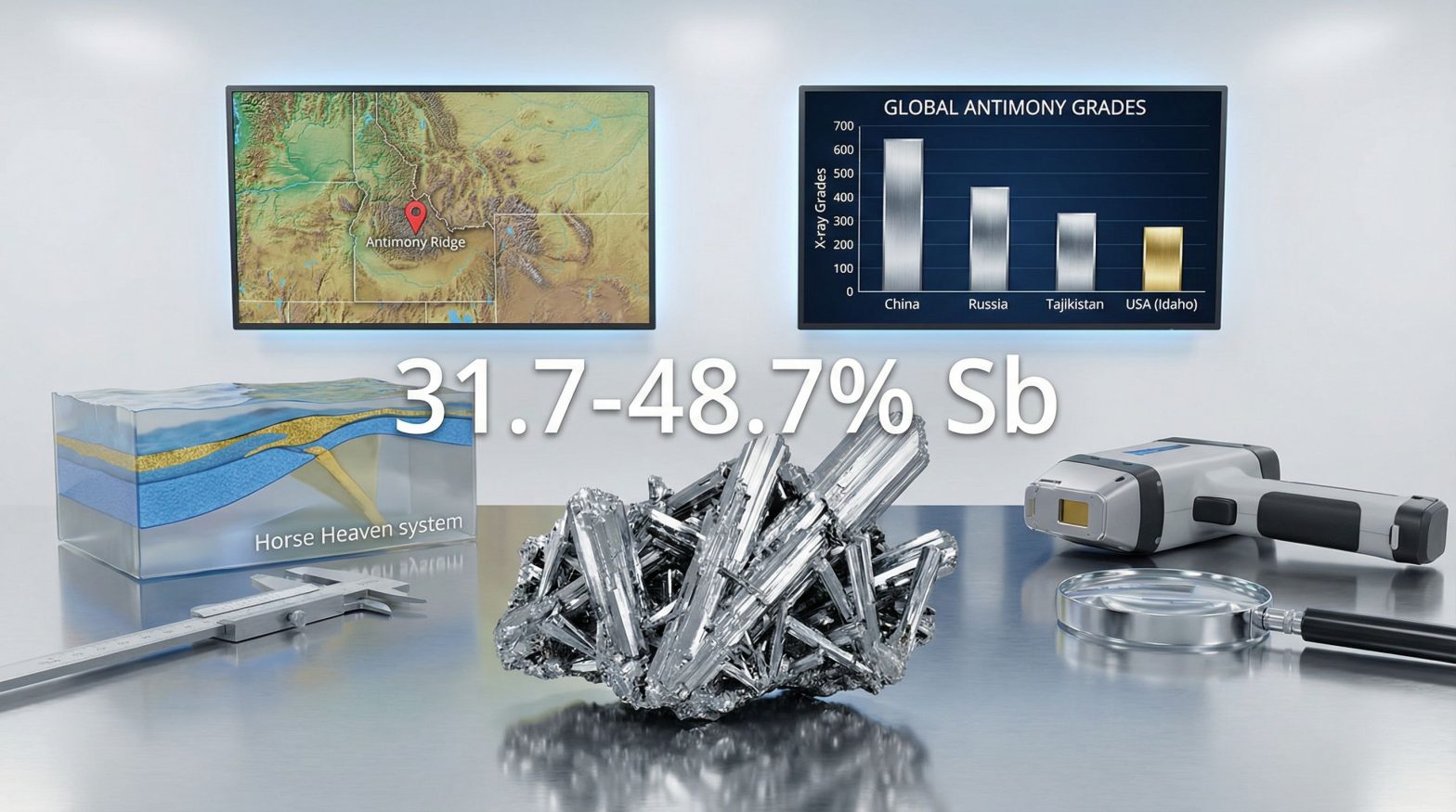 Resolution Minerals Antimony Grades: 31.7-48.7% Sb Results