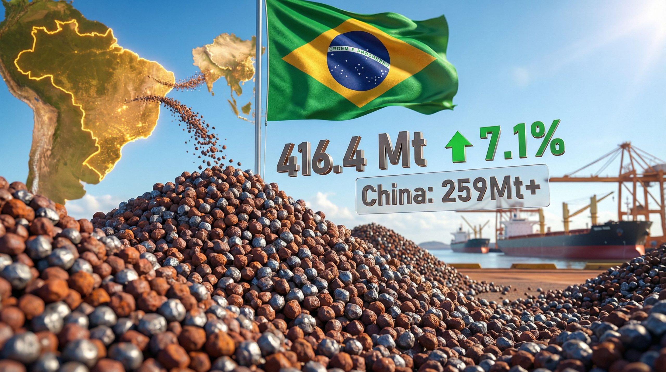 Brazil Iron Ore Exports Hit Record 416.4Mt in 2025