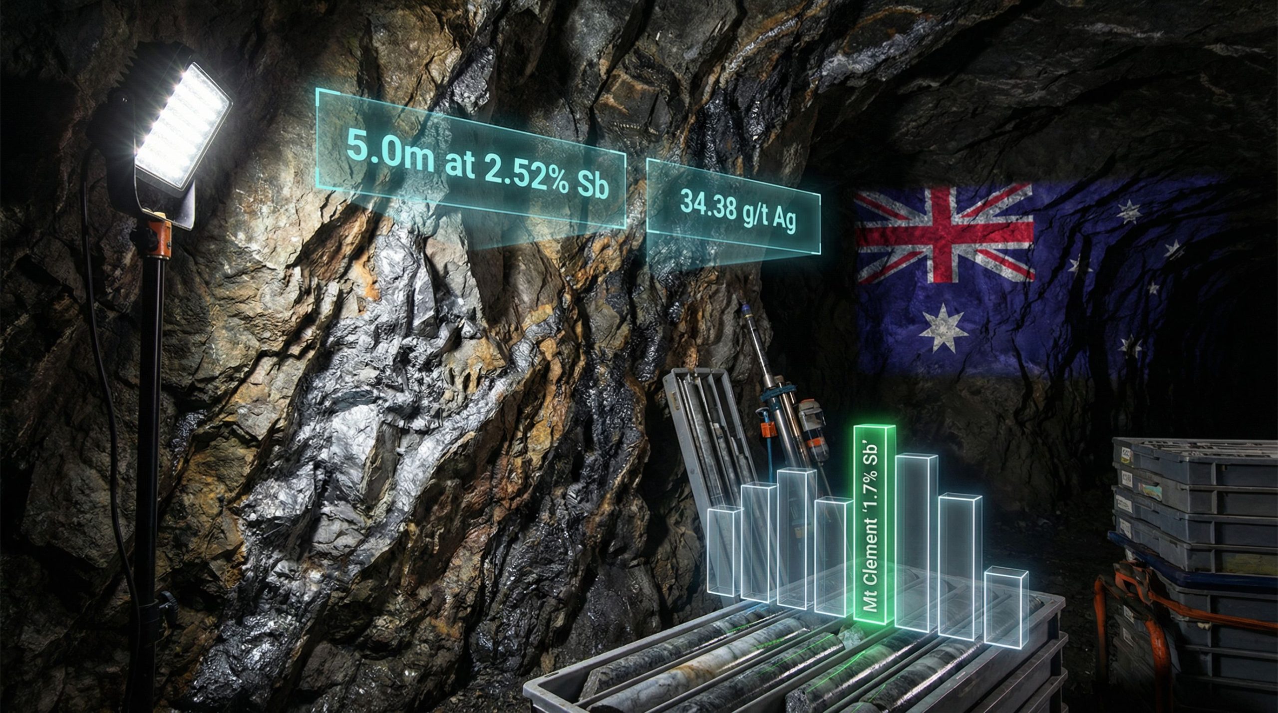 High-Grade Antimony Hits at Mt Clement Drive Resource Growth