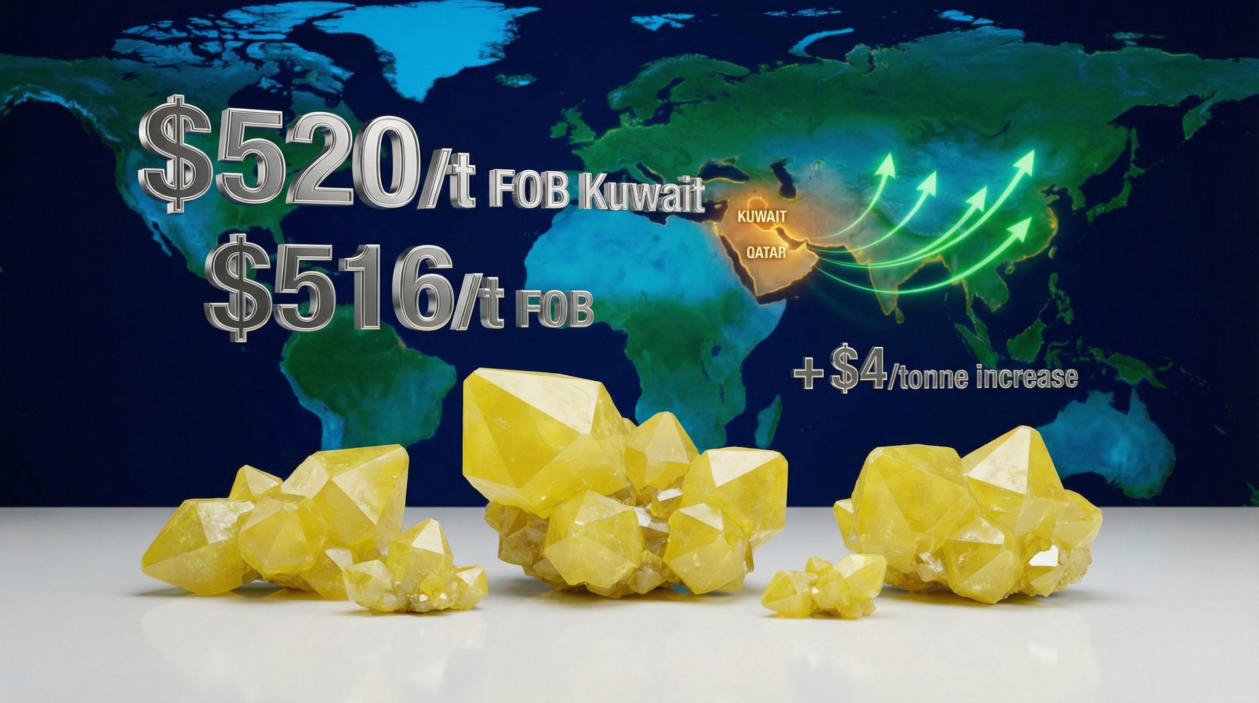 Kuwait KPC Sulphur Price Hits $520/t FOB in Feb 2026