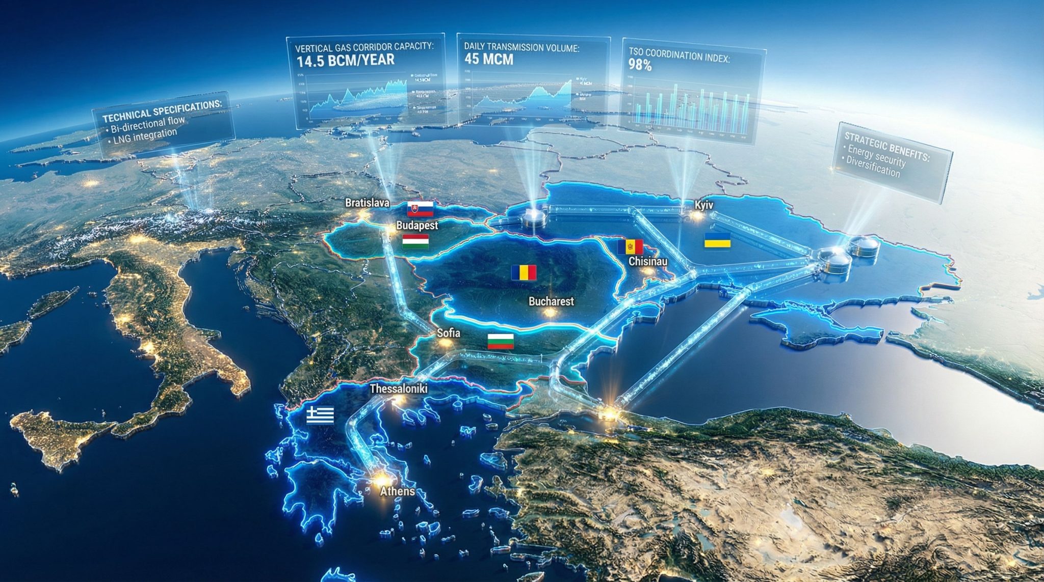 Vertical Gas Corridor Energy Coordination Strategies