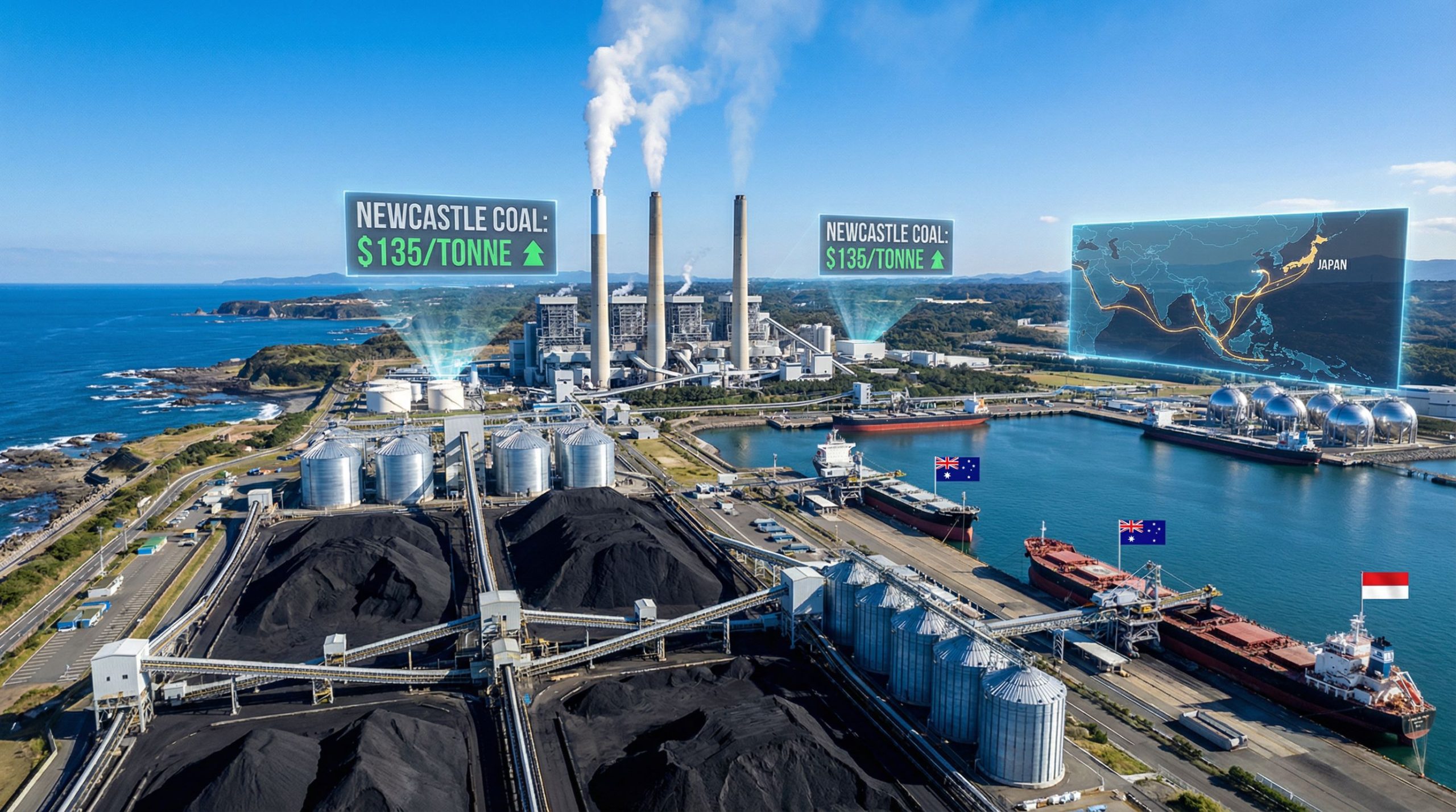 Japan's Coal Imports Surge as LNG Crisis Hits Energy Markets