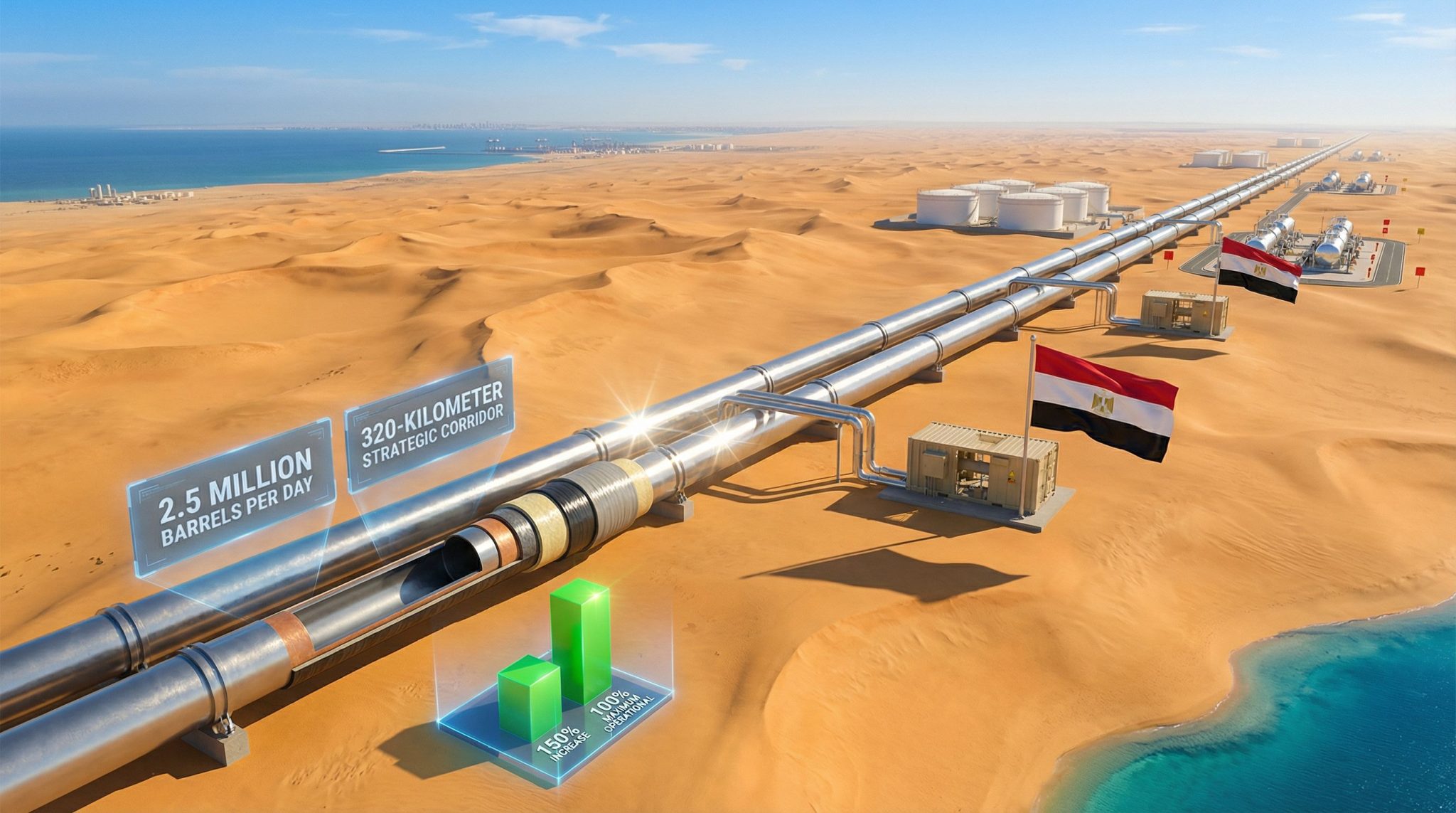Egypt's SUMED Pipeline Flows Surge 150% Amid Crisis