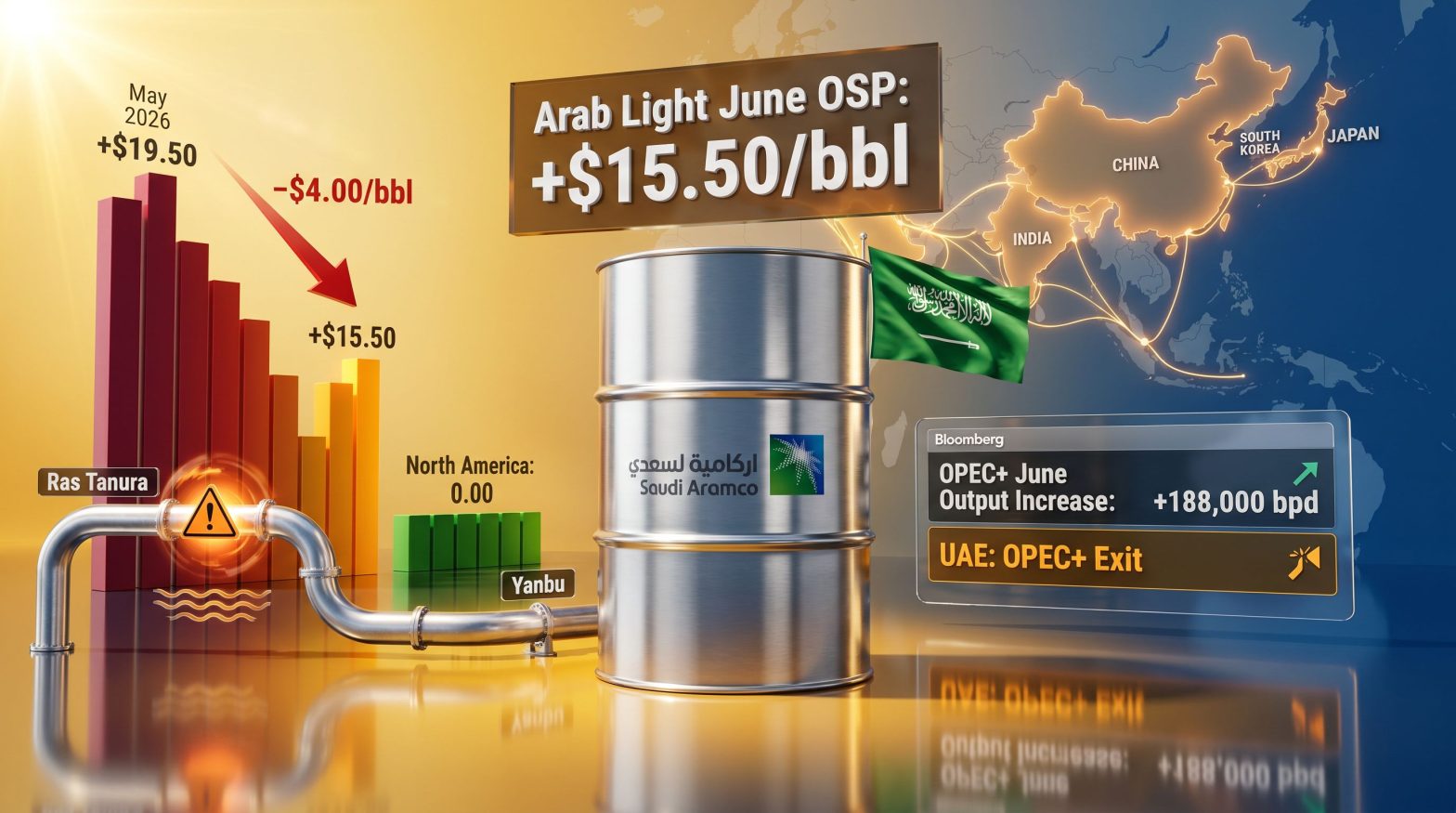 Saudi Arabia Cuts Arab Light June OSP for Asia $4/bbl