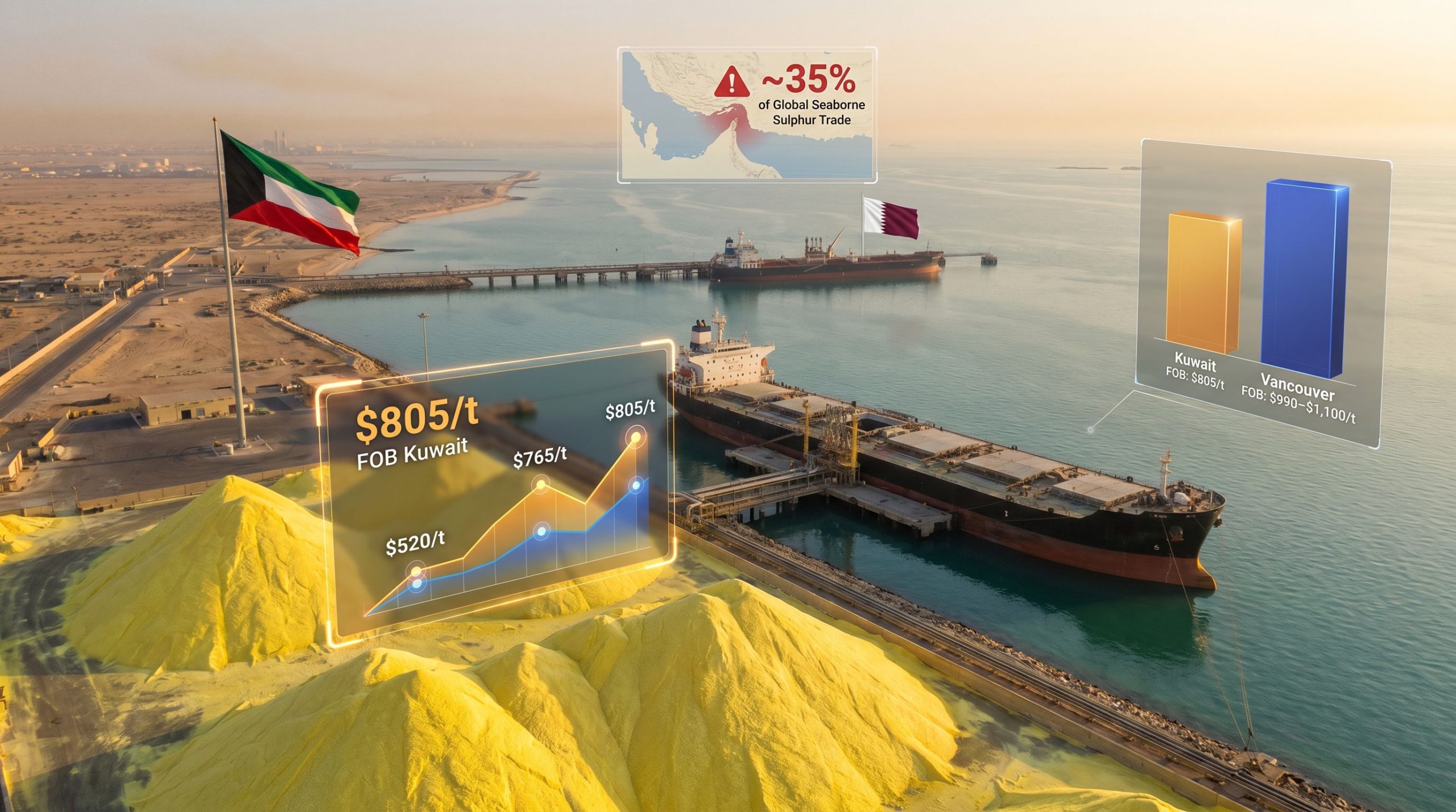 KPC June Sulphur Price Hits $805/t FOB Kuwait