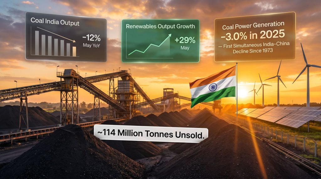 Coal India Cuts Output as Renewables Rise in India