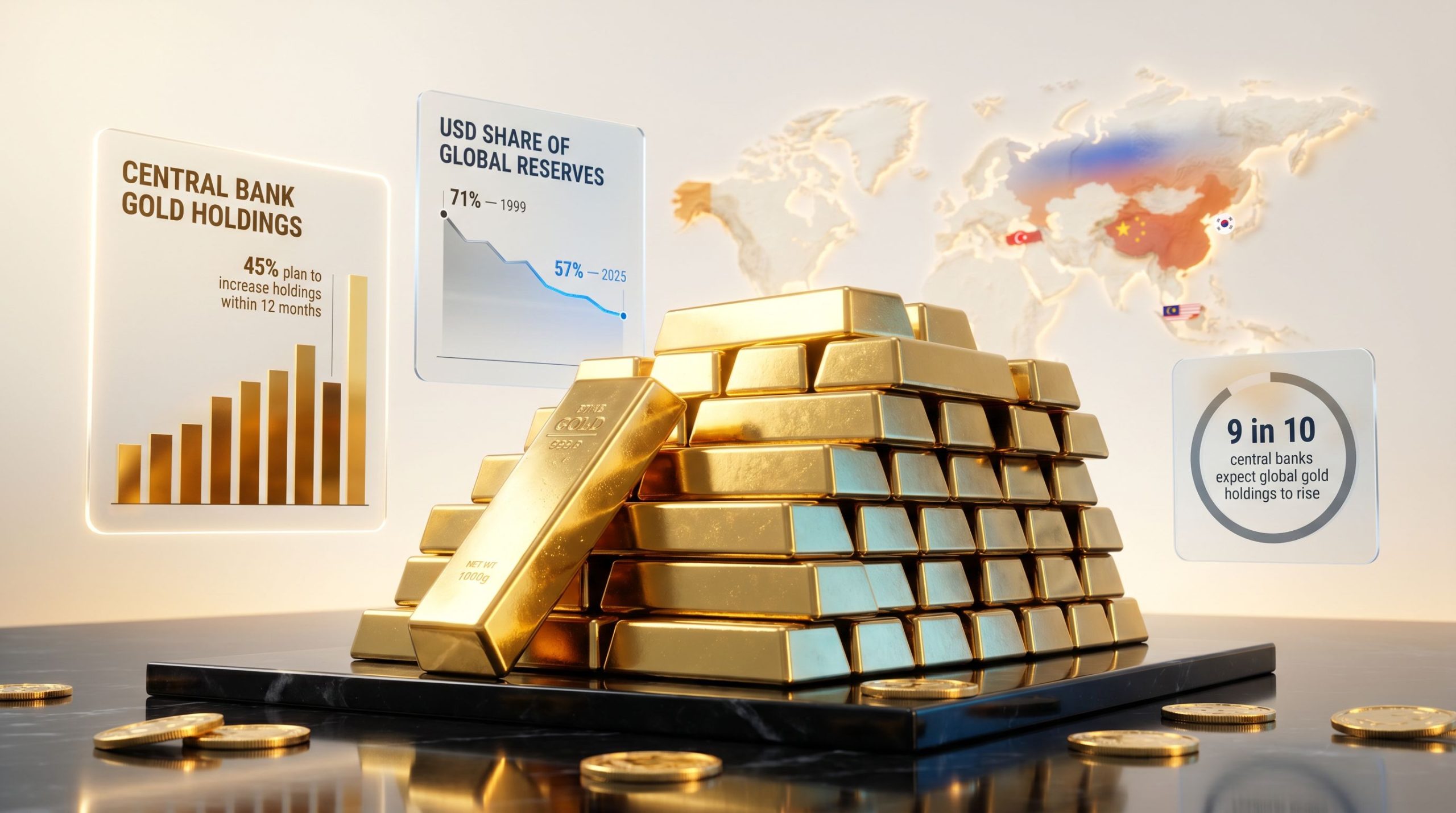 Central Banks Buy Gold as Dollar Dominance Falls