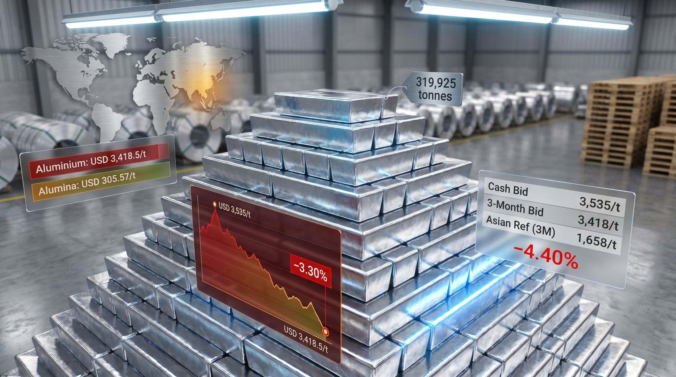 LME Aluminium Price Drops Below USD 3,500 Per Tonne