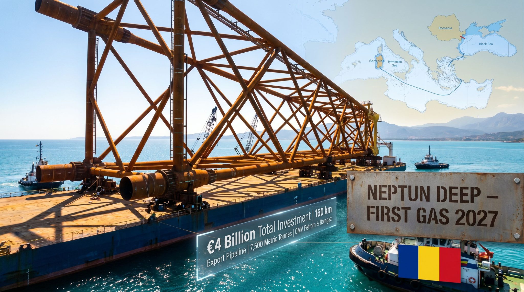 Neptun Deep Jacket Sails from Saipem Sardinia Yard
