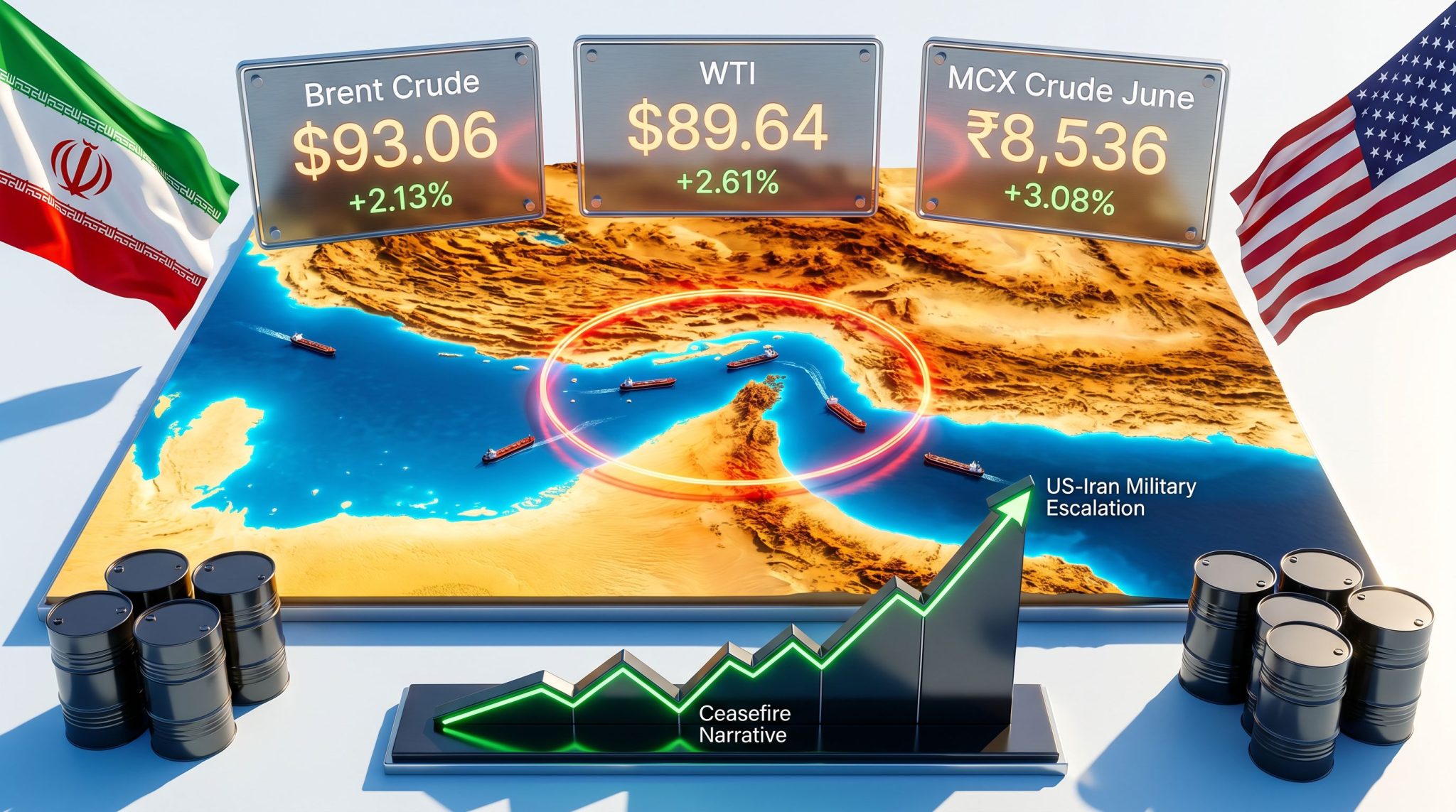 Crude Oil Futures Surge on US-Iran Tensions